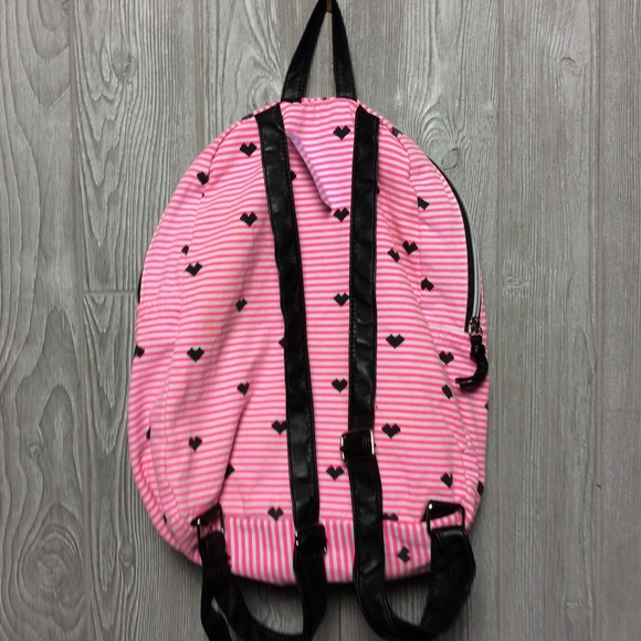 Bags | Nwt Pink And Black Heart Backpack | Poshmark
